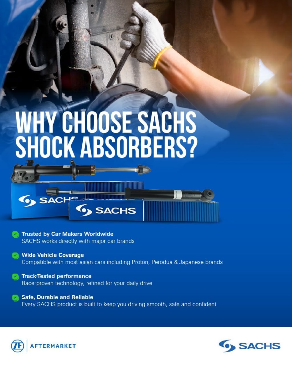 SACHS Shocks Absorber Rear Set Proton Saga BLM FLX 2011 - 2016 - 315 722 | Shopee Malaysia