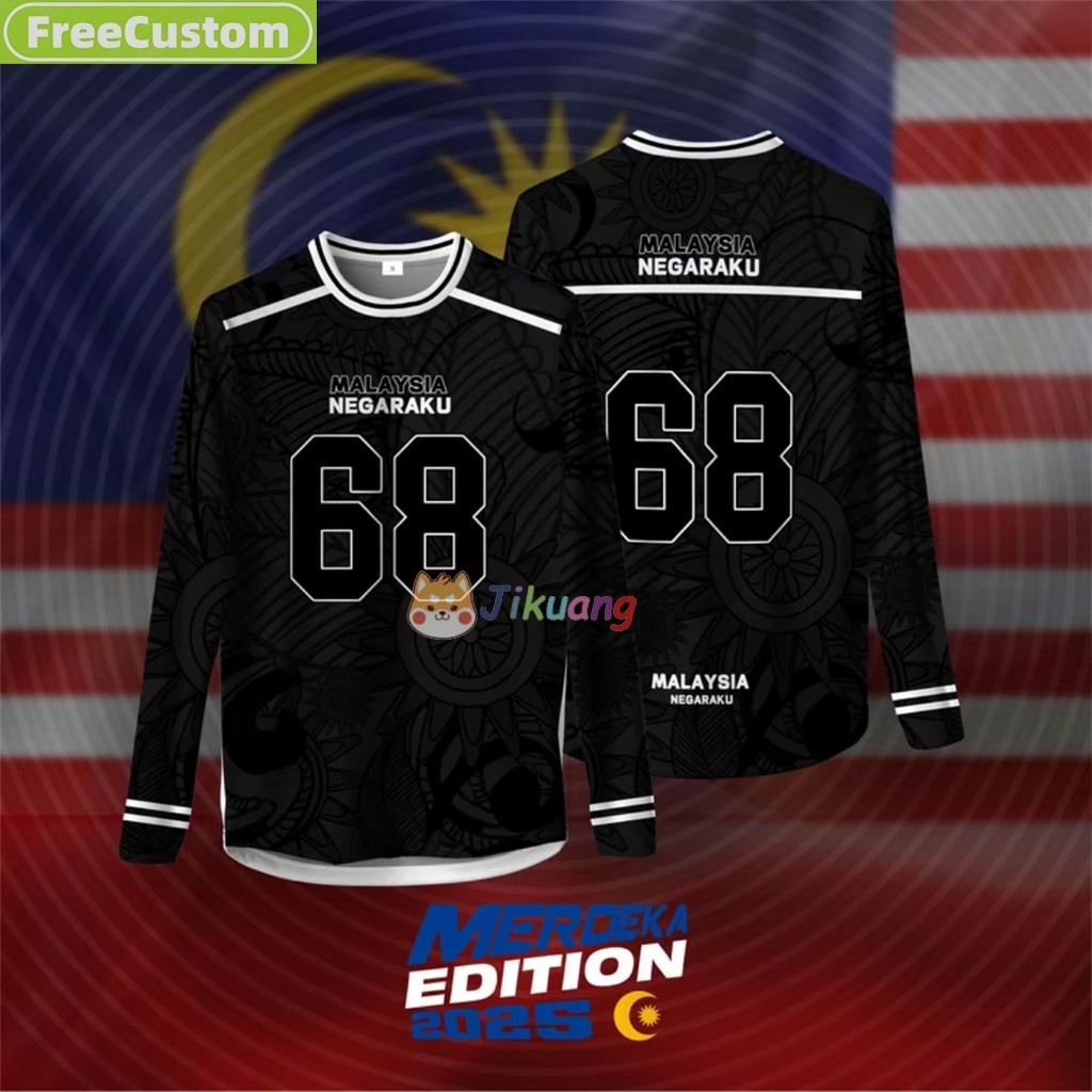 2025 Merdeka 68th Day Long Sleeve Jersey T-Shirt - Sublimation Print ...