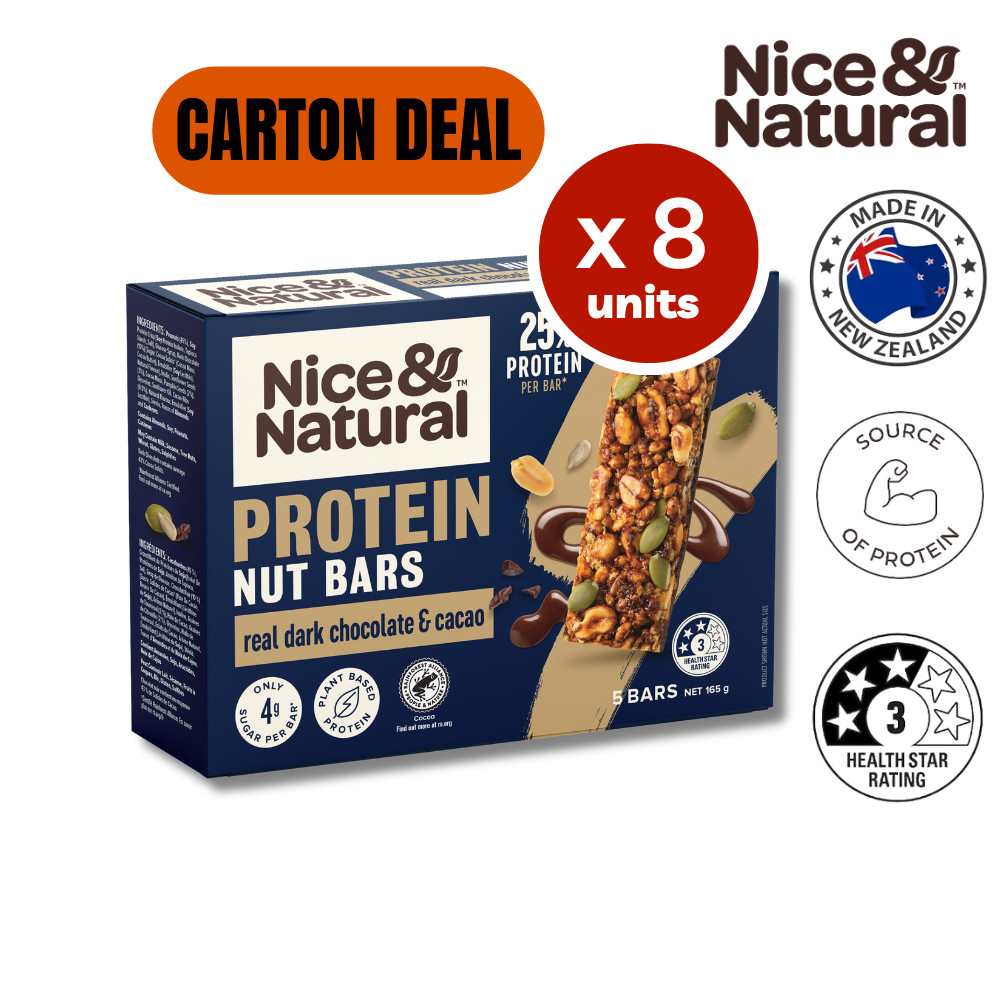 NICE & NATURAL PROTEIN NUT BAR DARK CHOCOLATE & CACAO 165G x 8 | Shopee Malaysia