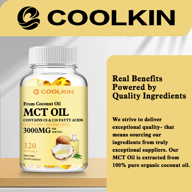 COOLKIN MCT OIL with C8 and C10 Fatty Acids, 3000 mg for Brain Health ...