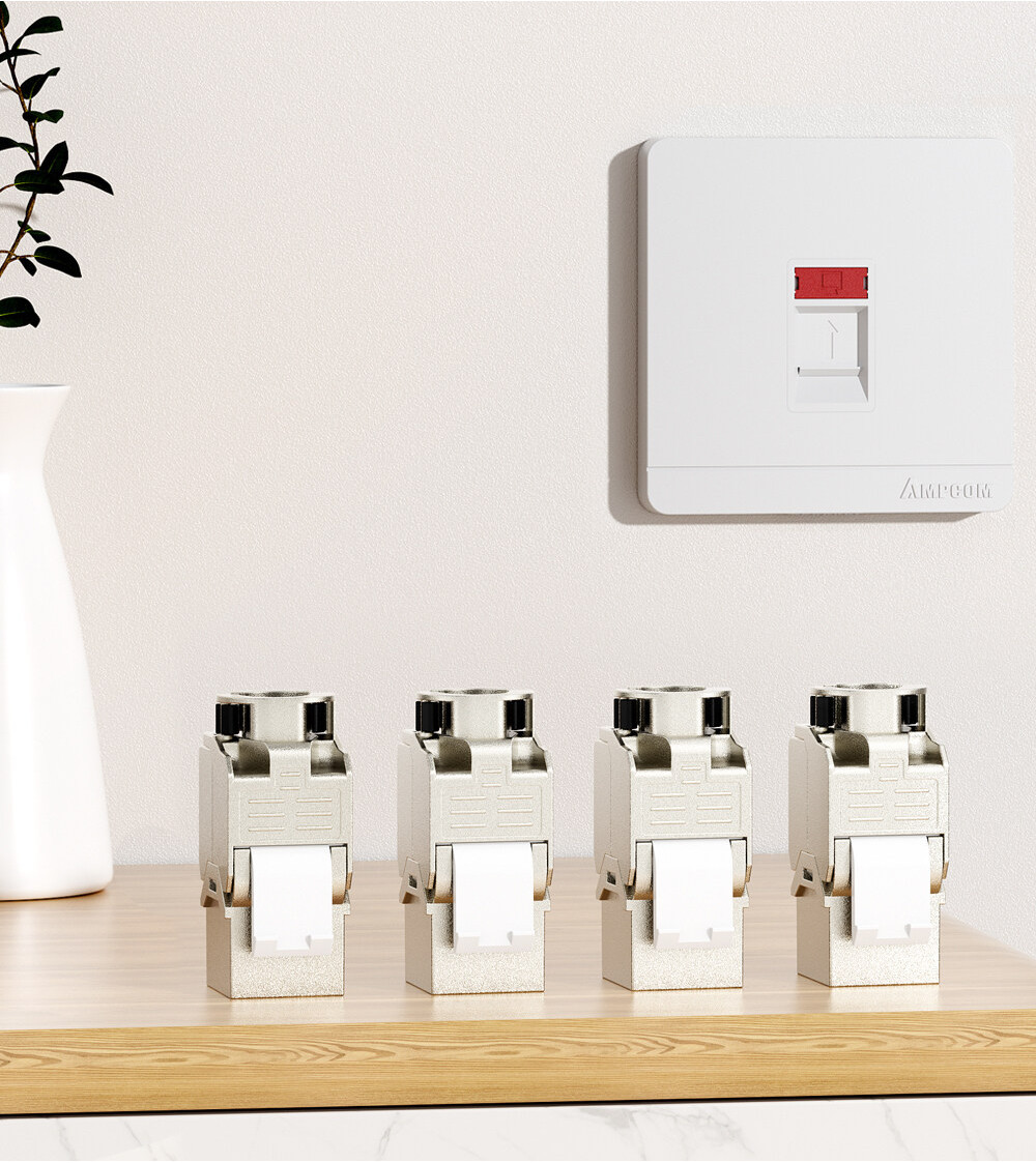 AMPCOM 86*86 Wall plate with CAT6/CAT6A/CAT7/CAT7A/CAT8 Keystone Jack ...