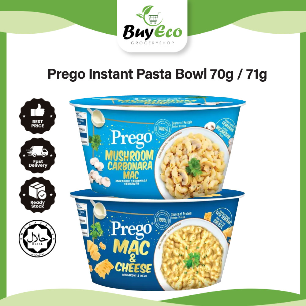 Prego Instant Pasta Bowl (Mushroom Carbonara Mac 71g / Mac and Cheese ...