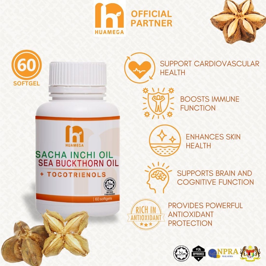 【现货 READY STOCK】Huamega Premium Sacha Inchi Oil with Sea Buckthorn Oil ... 【现货 READY STOCK】Huamega Premium Sacha Inchi Oil with Sea Buckthorn Oil ...