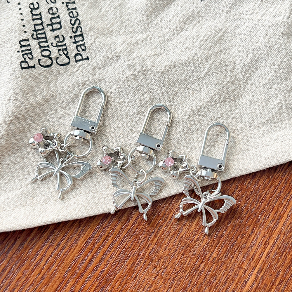 Metal Butterfly Keychain - Backpack, Car Decoration Pendant - Pink ...