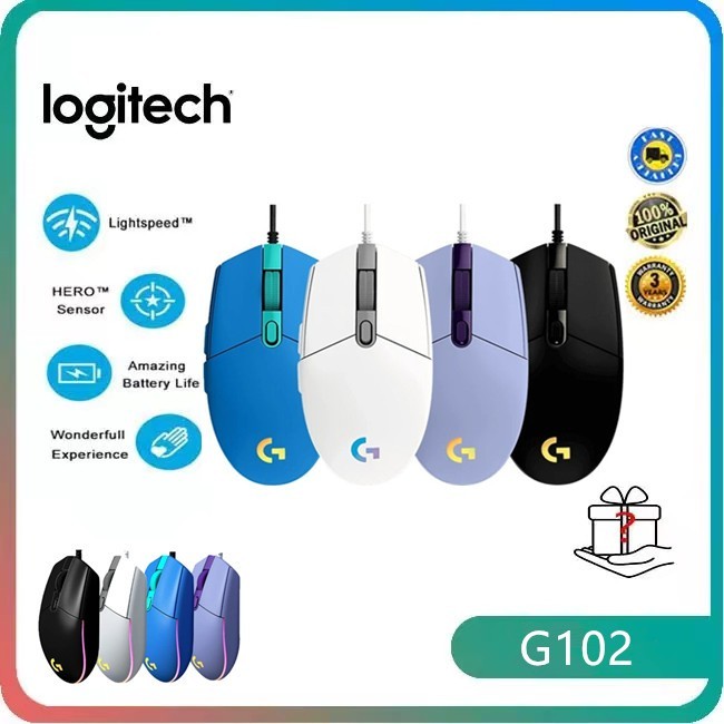 Logitech G102 wired gaming mouse with RGB lighting, Logitech wired mouse, gaming-grade sensor ...