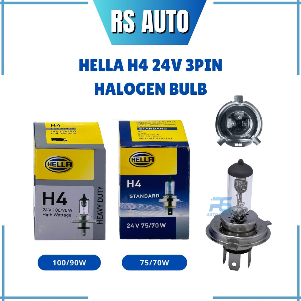 1PC HELLA H4 24V Halogen Bulb Headlight Bulb 100/90W High Wattage 75 ...