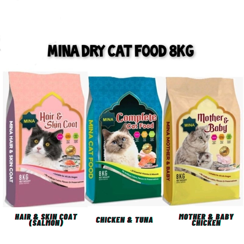 MINA Cat Food (8kg Ori Pack) Chicken & Tuna/Hair & Skin/Mother & Baby ...