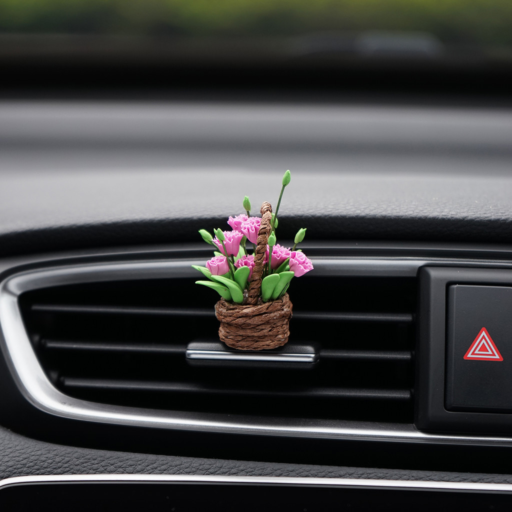 Mini Flower Basket Car Ornament Dashboard Decorative Accessories Dolls ...