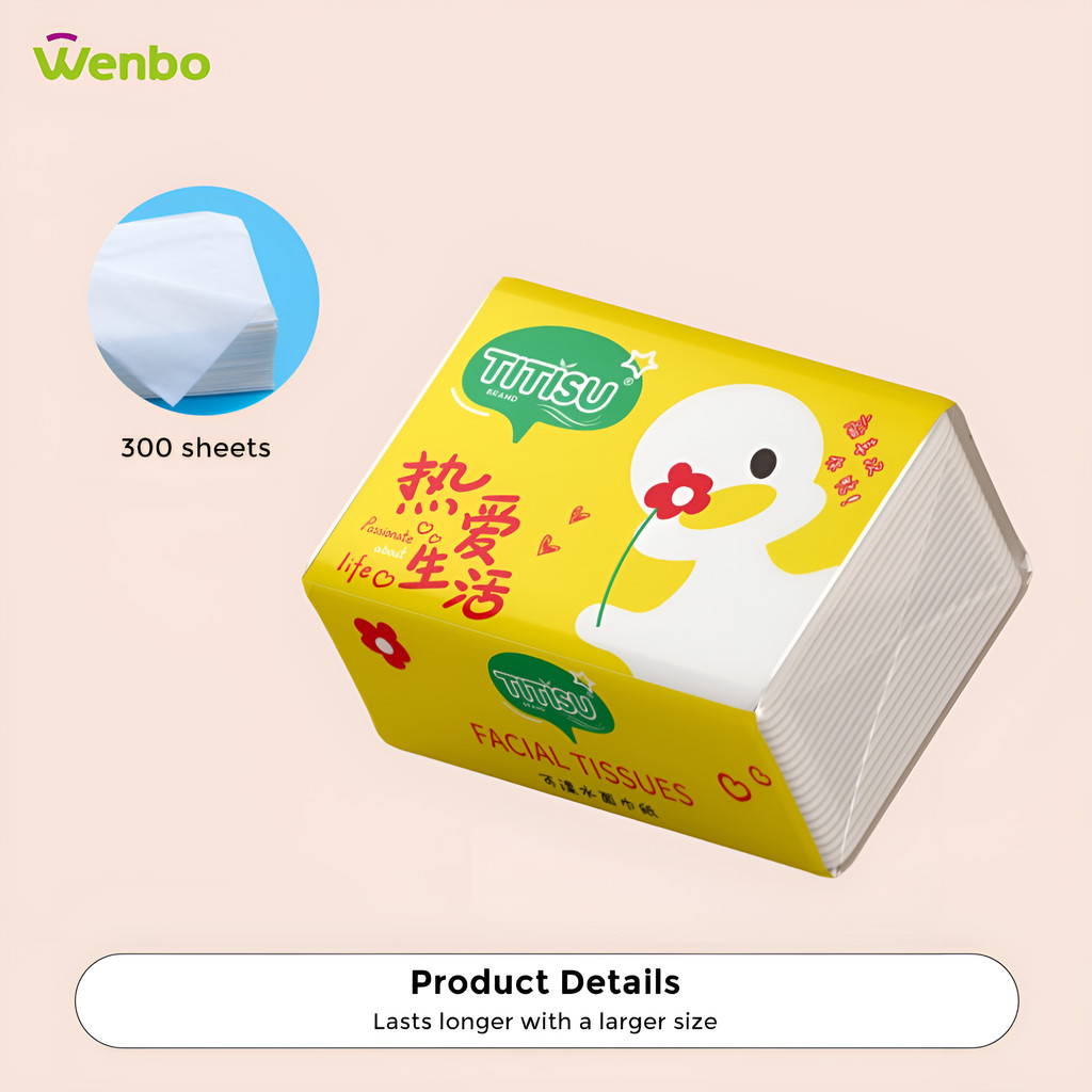 Wenbo [Per Pack] 300 Sheets Soft Bamboo Facial Tissue Paper Daily Use ...