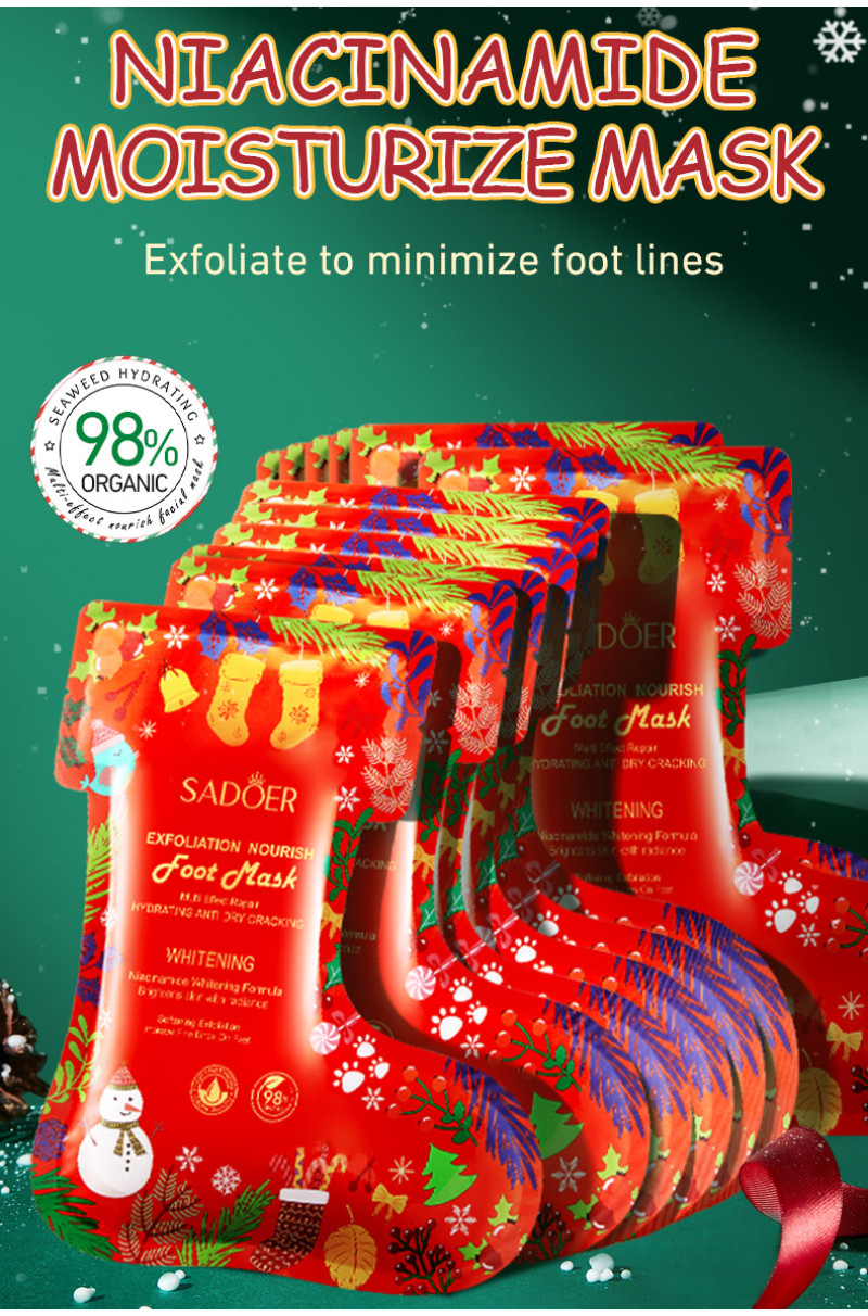 SADOER Christmas Niacinamide Exfoliating Foot Mask for Nourishes Tender ...