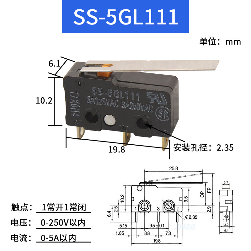 Omron/omron Small Micro Switch SS-5/5GL2/5GL-F 5GL13 Push Button Limit ...