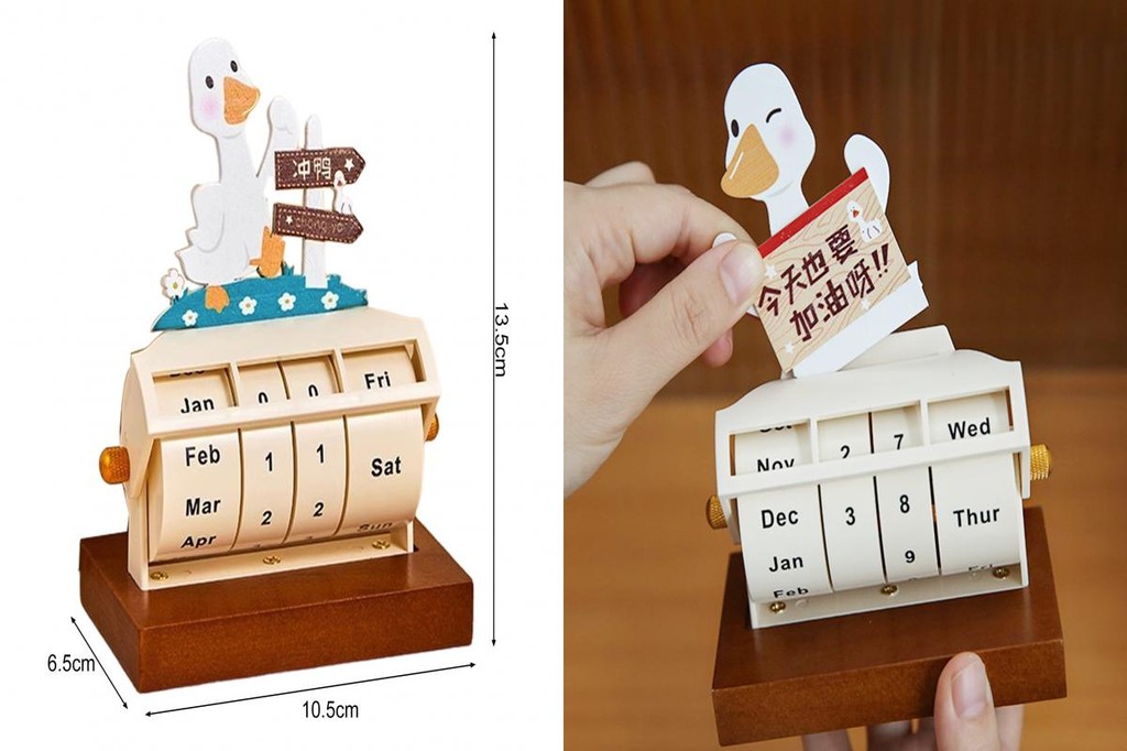Wooden Rotating Calendar Smooth Rotation Mechanism Vintage Wooden ...