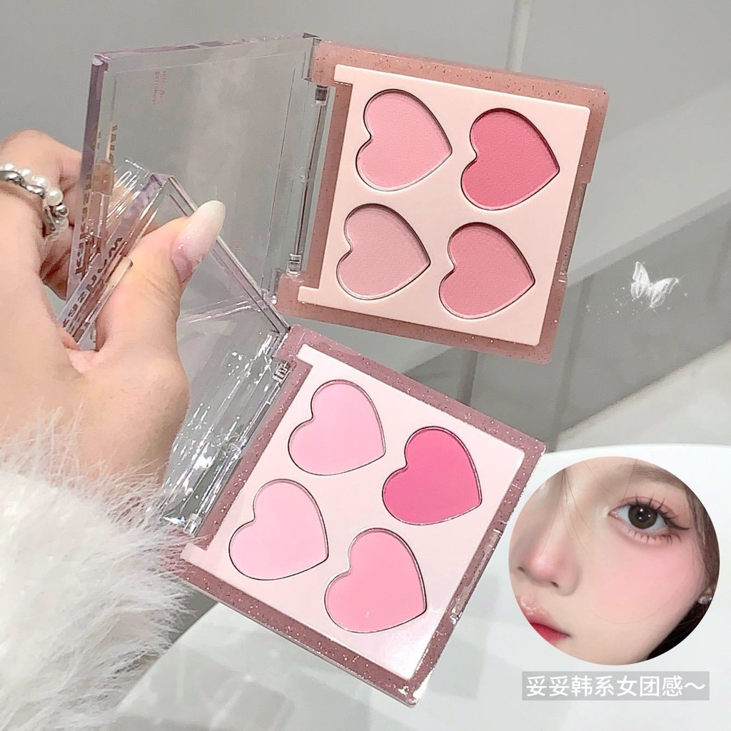 KAKASHOW Heart-shaped Four-color Powder Blusher Plate, Natural Low ...