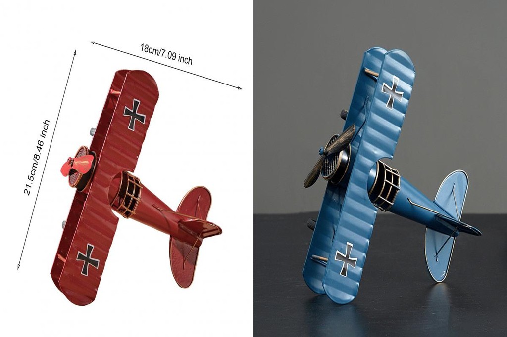 {doverywell} Retro Metal Biplane Decoration Aviation Themed Home Decor ...