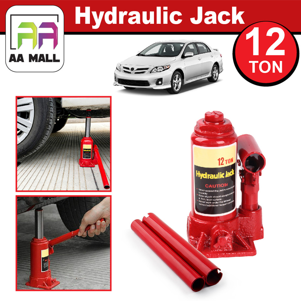AA MALL 12 Ton Portable Heavy Duty Hydraulic Bottle Jack Automotive Car ...