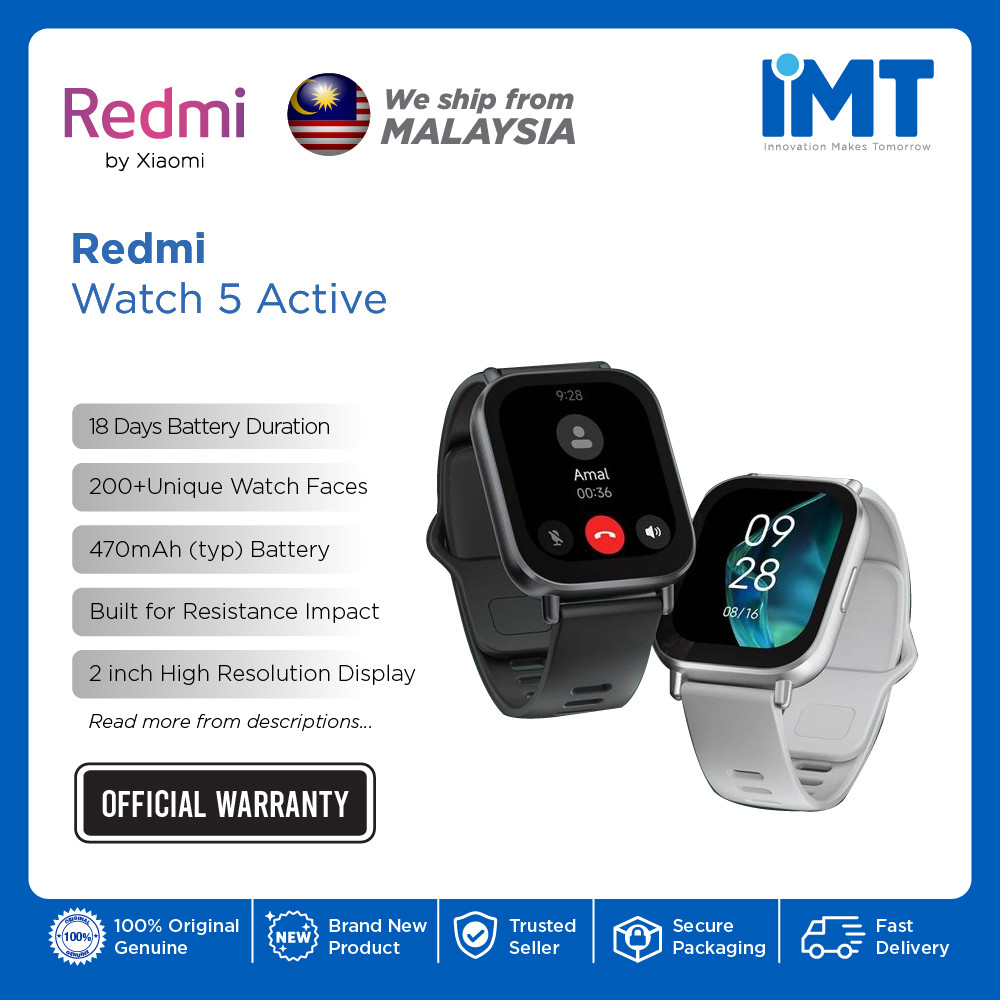 Xiaomi Redmi Watch 5 Active Smartwatch | 2" LCD Display | 5ATM Water ...