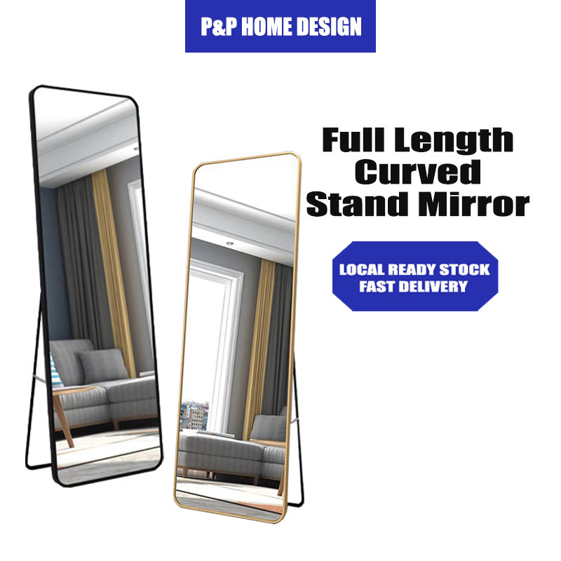 Dressing Curved Stand Mirror Standing Cermin Tinggi Besar Modern Nordic ...