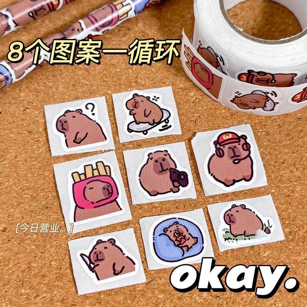 Capybara Roll Sticker Cute Capybara Handbook Envelope Sticker | Shopee ...