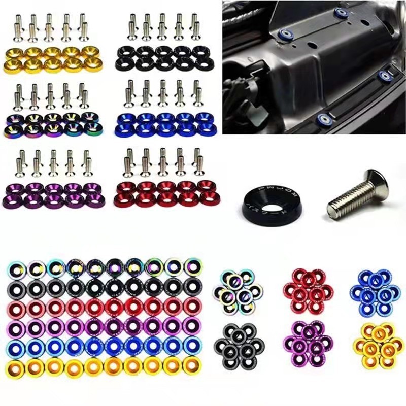 10-Pack red color M6 JDM Style Aluminum Washers and Fender Screws Set ...