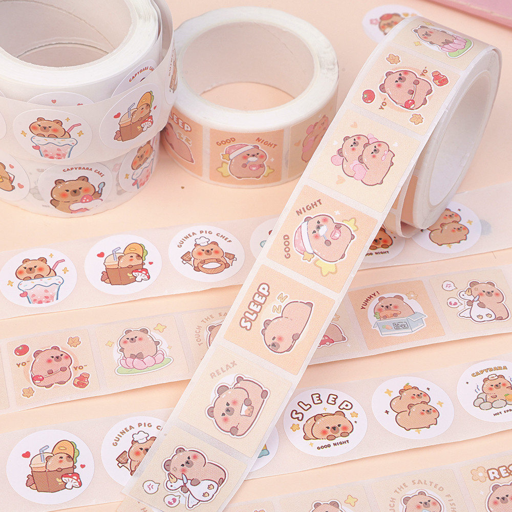 300 Pcs/ Roll Cute Capybara Series Cartoon Sticker - Envelope Present ...