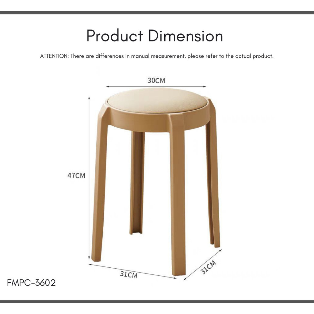 Wfurniture Premium Anti-Scratch Leather Cushion Stool PP Plastic Chair ...