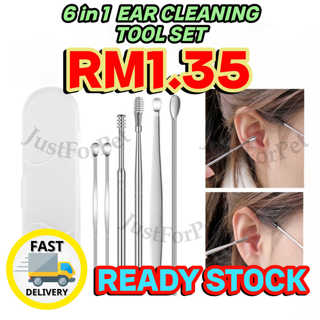 𝐒𝐓𝐀𝐈𝐍𝐋𝐄𝐒𝐒 𝐒𝐓𝐄𝐄𝐋 6-Piece Set Ear Wax Picker Earpick Remover Cleaning ...
