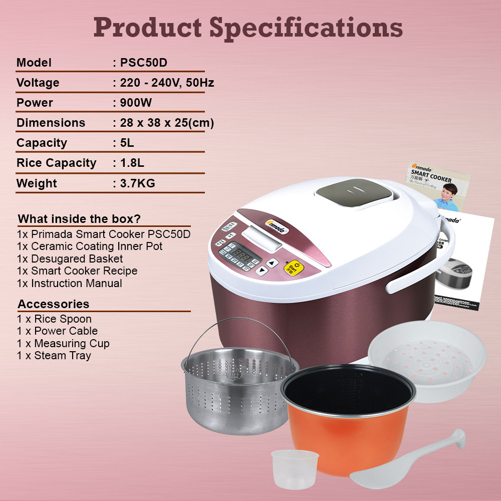 Primada Desugar Smart Rice Cooker PSC50D | Shopee Malaysia
