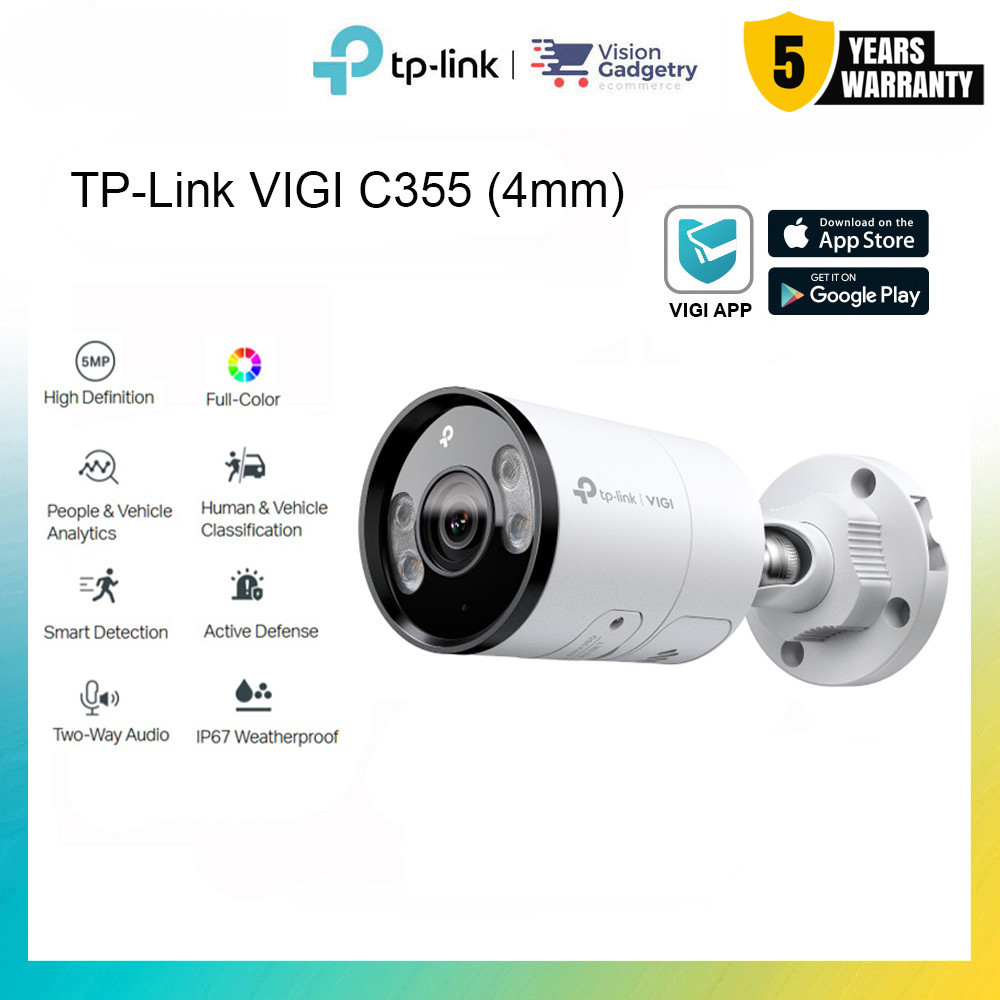 TP-Link VIGI C355 C455 VIGI 5MP Outdoor Full-Color Bullet Network ...