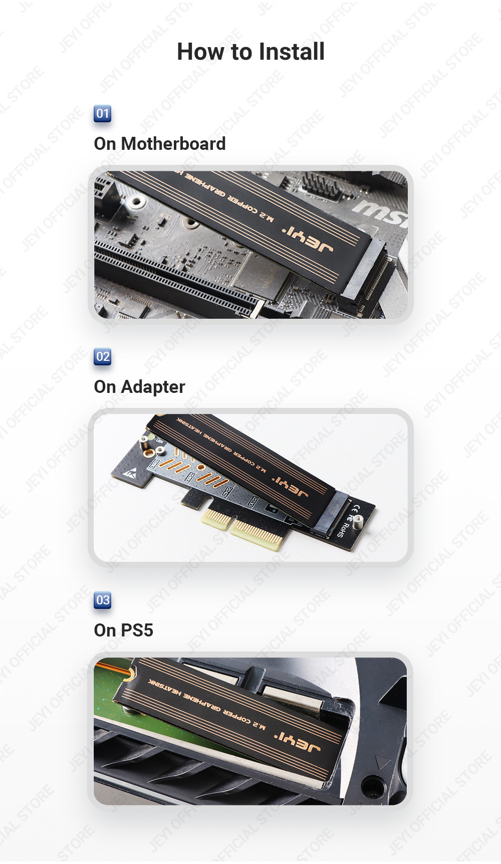 JEYI Graphene 2280 2242 2230 M.2 SSD Heatsink, Dual-Layer Graphene Heat ...