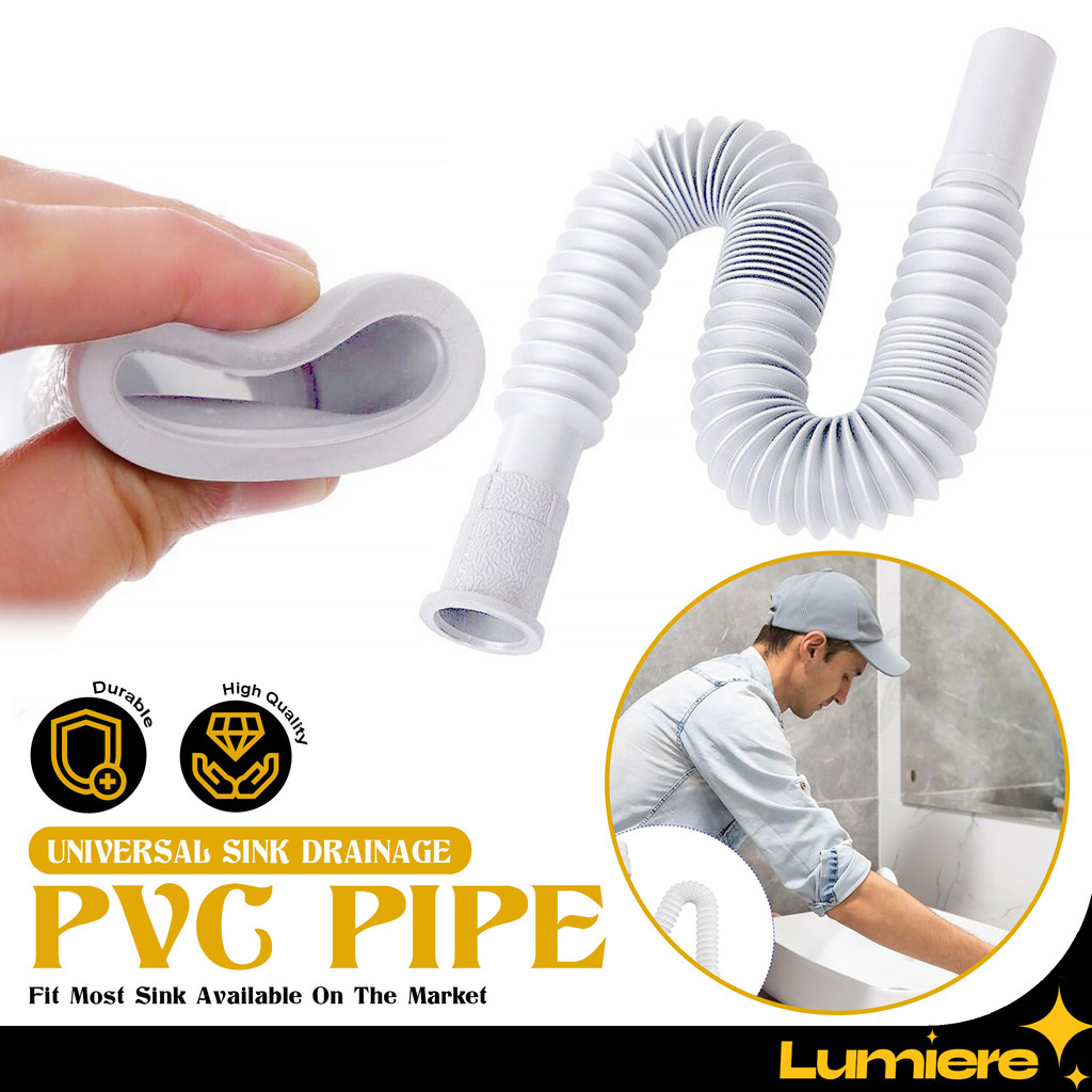 Universal Fit PVC Flexible Kitchen Basin Strainer Sink Extension Drain ...