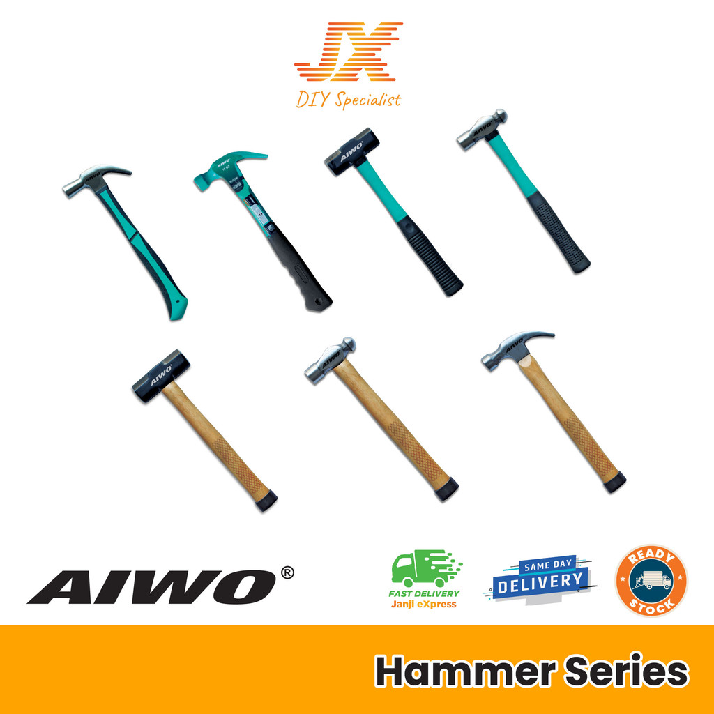 AIWO 8oz 12oz 16oz Hardened Steel Claw Hammer With Wooden Handle ...