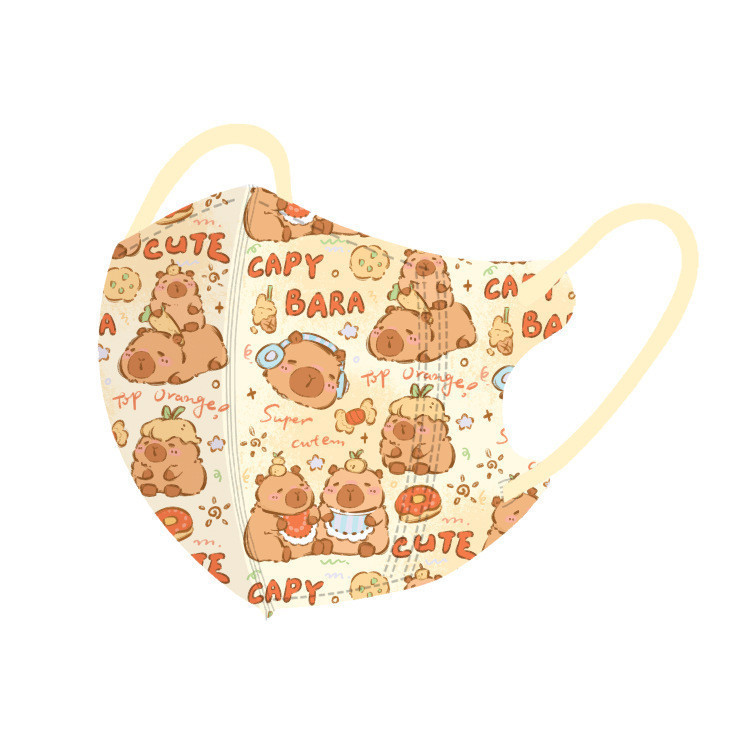 Capybara Cute and Fashionable Print Baby MaskSmall Capybara50pcs 3D ...