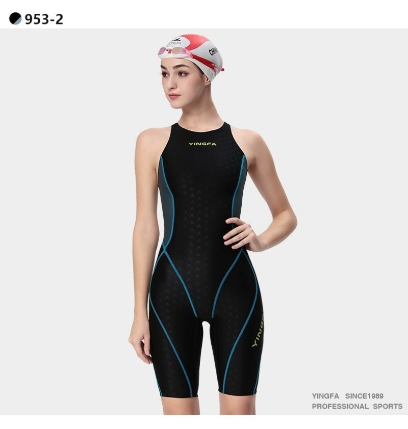 YINGFA Professional Competitive Swimwear Sharkskin Knee-length Swimsuit ...