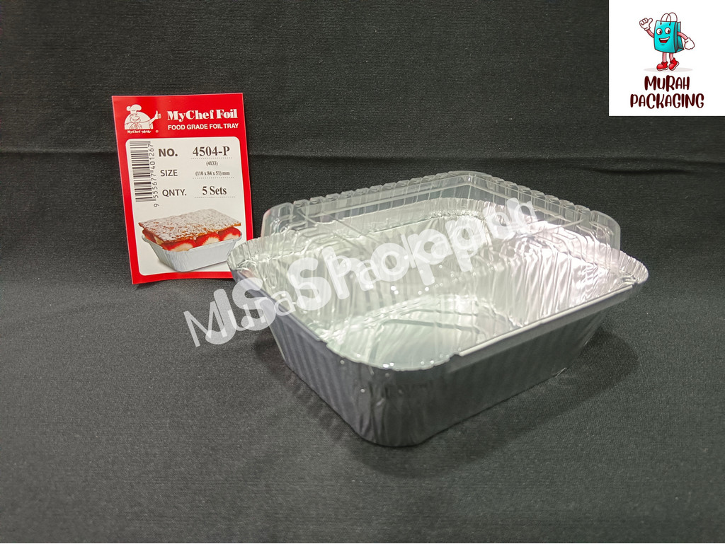 4504-P Aluminium Foil Tray with Clear Lid (5 sets ±) / Rectangle / Foil ...