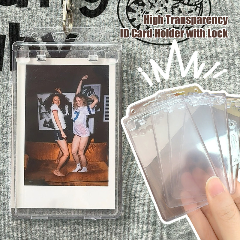 5Pcs PVC Transparent Card Holder - ID Card Holder - School Bag Keychain ...