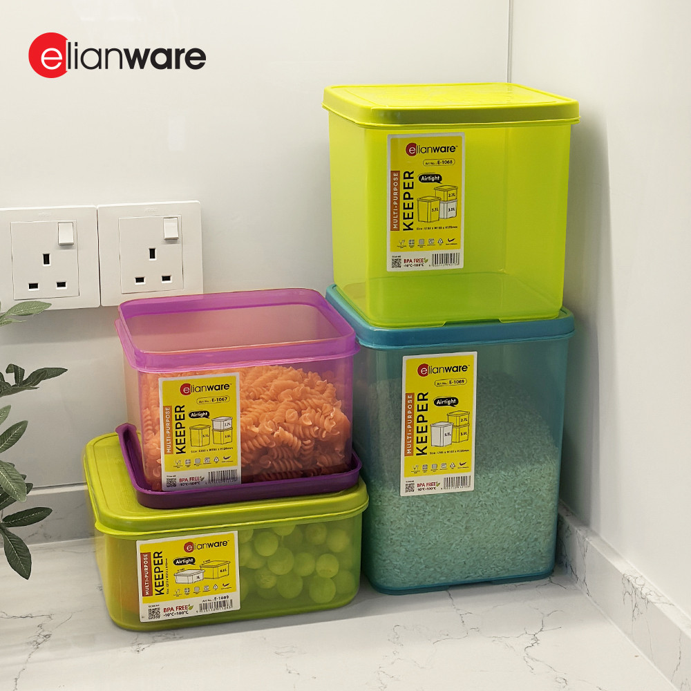 Elianware Airtight Food Container Storage BPA Free Square Biscuits Milo ...