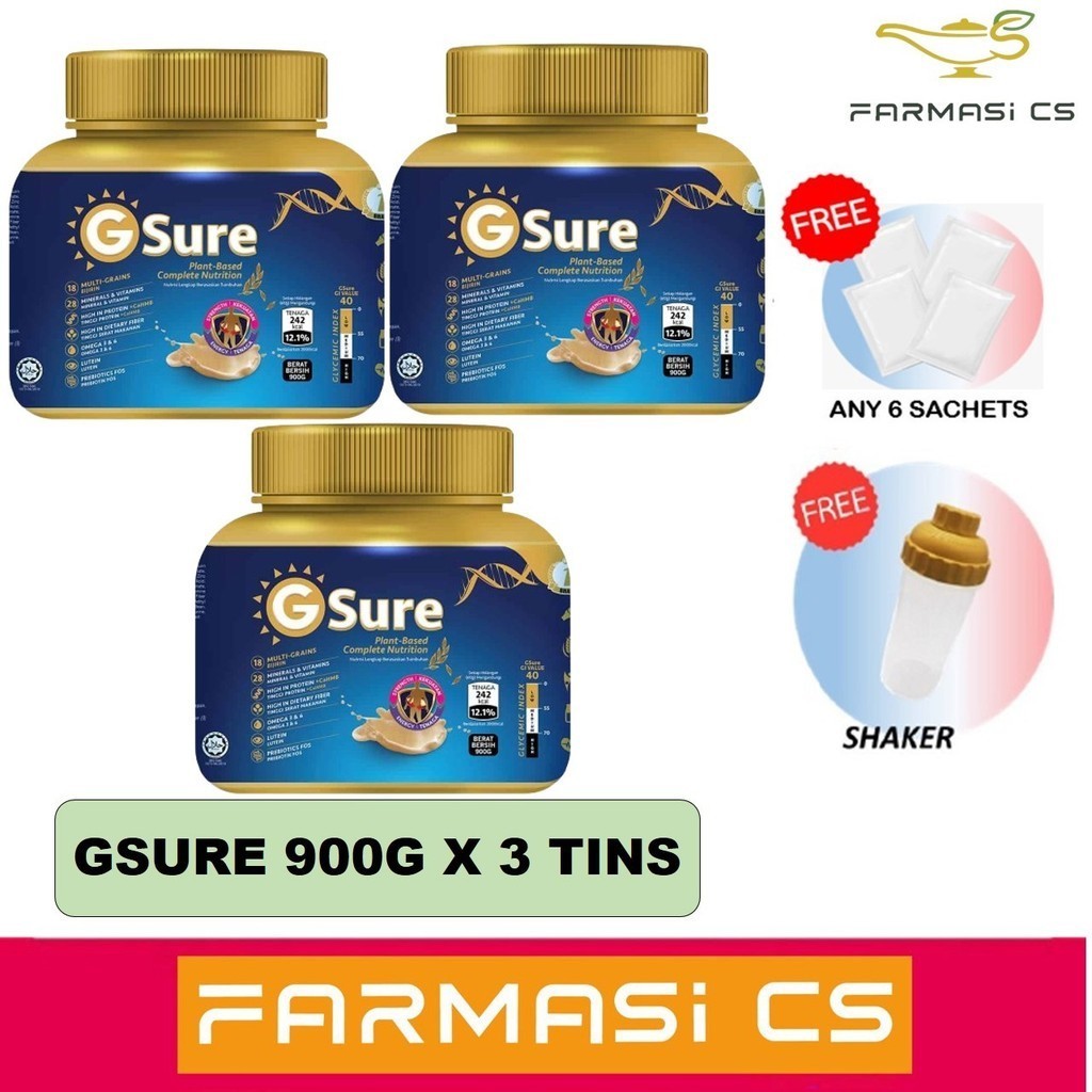 Good Morning Gsure 900g x 3 Tins + Free 1 Shaker + FOC Nutritional ...