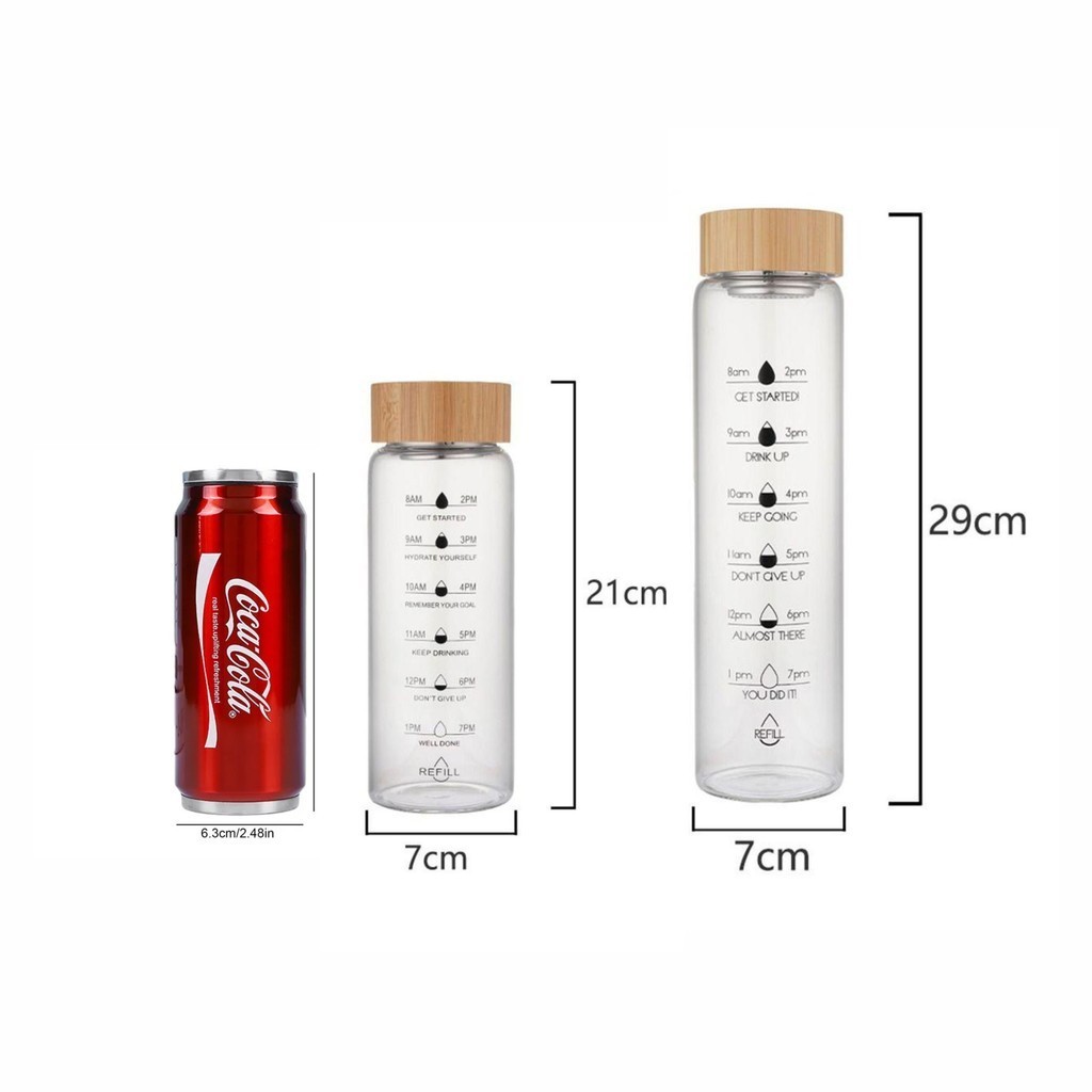BSU Durable Glass Water Bottle Wooden Lid Leak Proof Botol Air Kaca ...