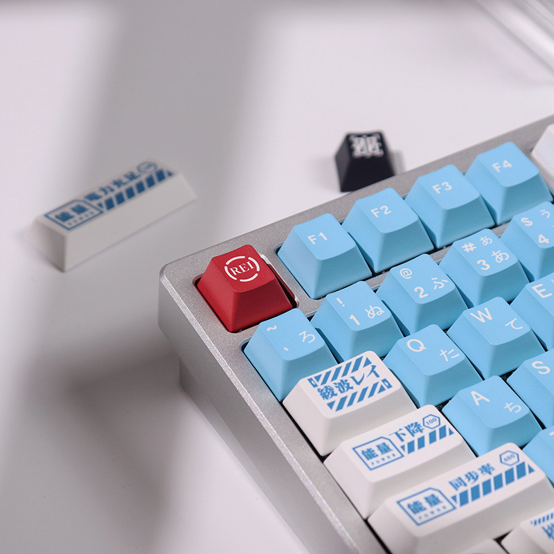 EVA Lilith Japanese Blue Keycaps Cherry PBT 129 Keys 1.7mm thickness ...