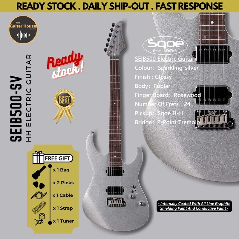 SQOE SEIB500-SV Roasted Maple HH Electric Guitar w/Tremolo (SEIB500 ...