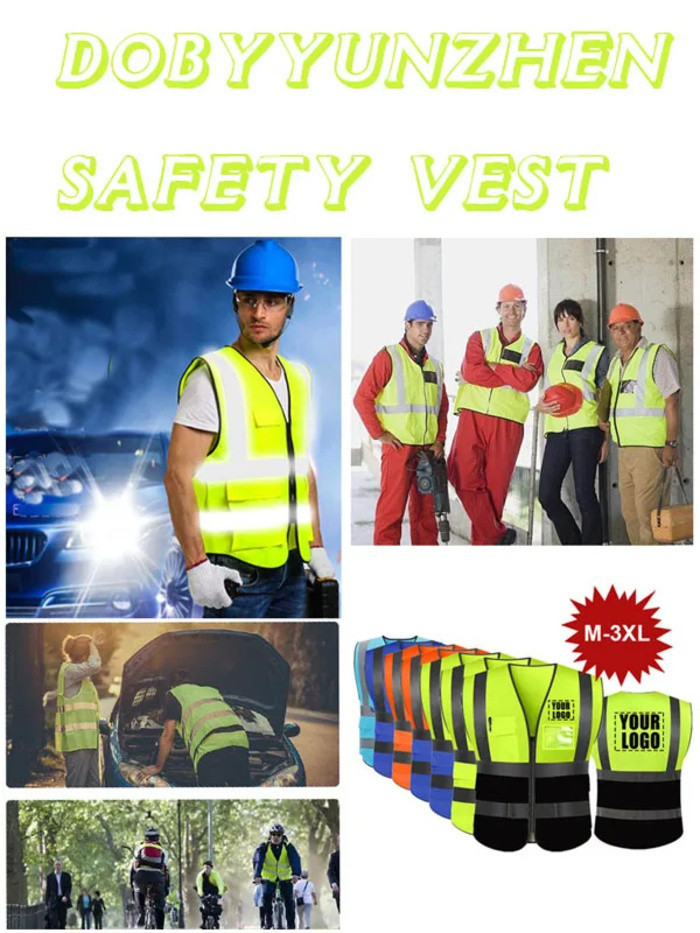 Reflective Safety Vest Custom LOGO TEXT High Visibility Work Vest ...