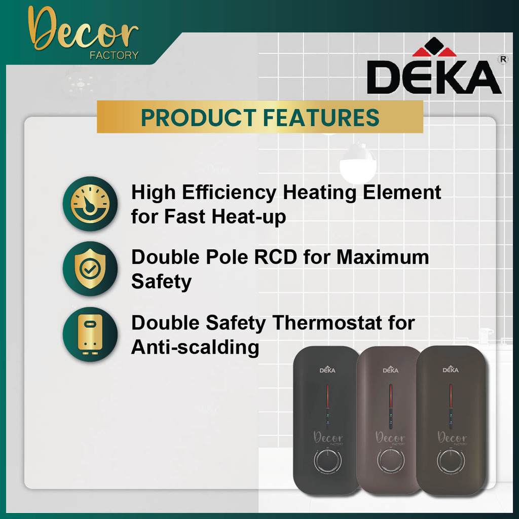 DEKA MIIZU 90 DC Water Heater With Hand Shower Only Silent Inverter ...