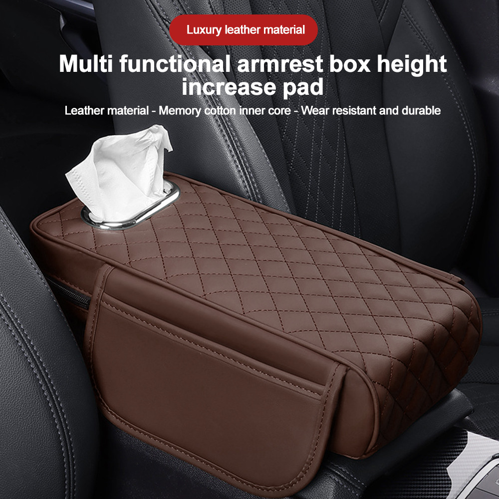 (🚚MY Stock🚚) Auto Center Console Armrest Cushion With 2 Cup Holder PU ...