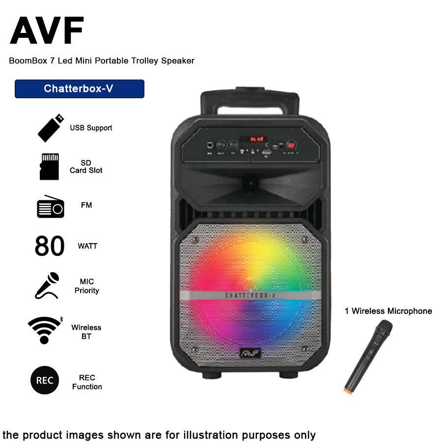 AVF BoomBox Chatterbox-V 7 Led Mini Portable Trolley Speaker - Free ...