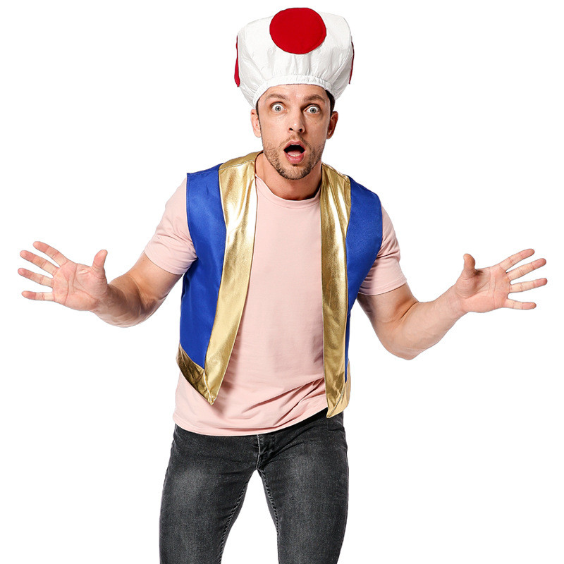 Super Mario Bros Toad Cosplay Costume For Men Adult Party Outfit ...