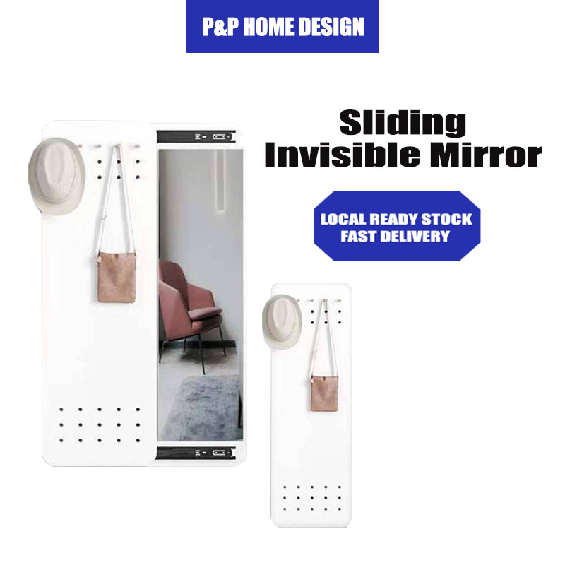 Sliding Invisible Mirror Cermin Panjang Hidden Wall Mirror 挂镜 Hang ...