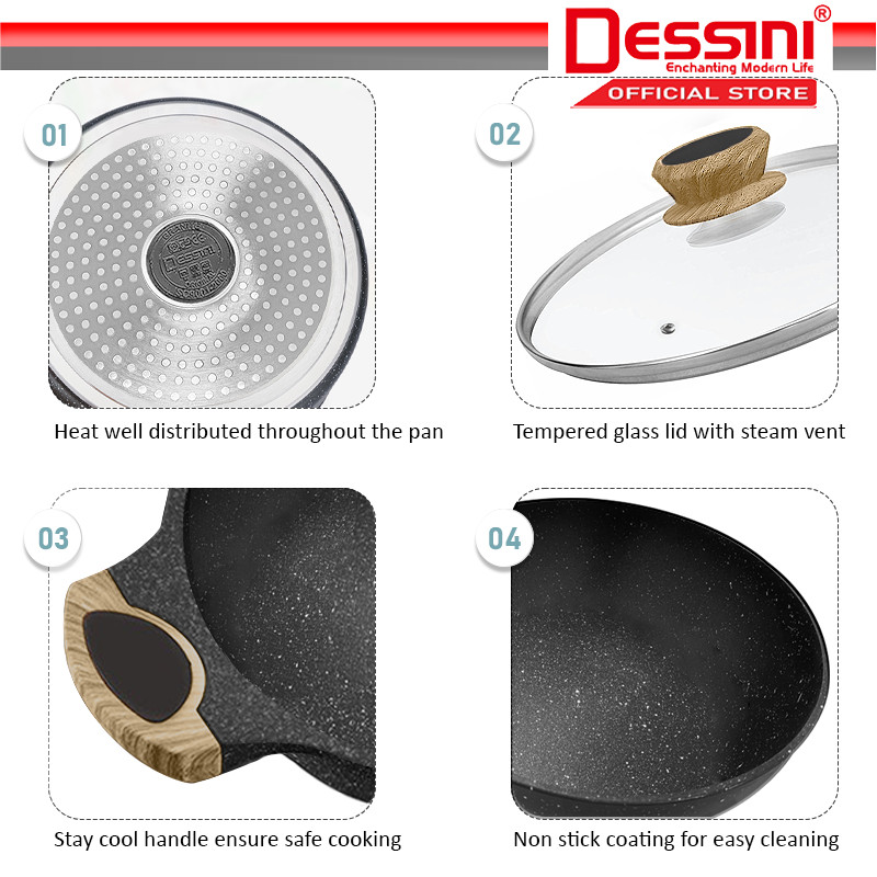 DESSINI Italy Casserole Die Cast Aluminium Induction Non-Stick Pan ...
