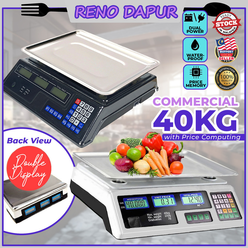 40kg Rechargeable Commercial Scale Electronic Digital Price Computing ...