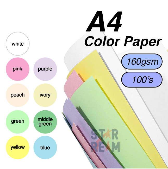 [A4,160gsm] Pastel Matte Color Paper 100pcs Three Sheet Card Kertas ...