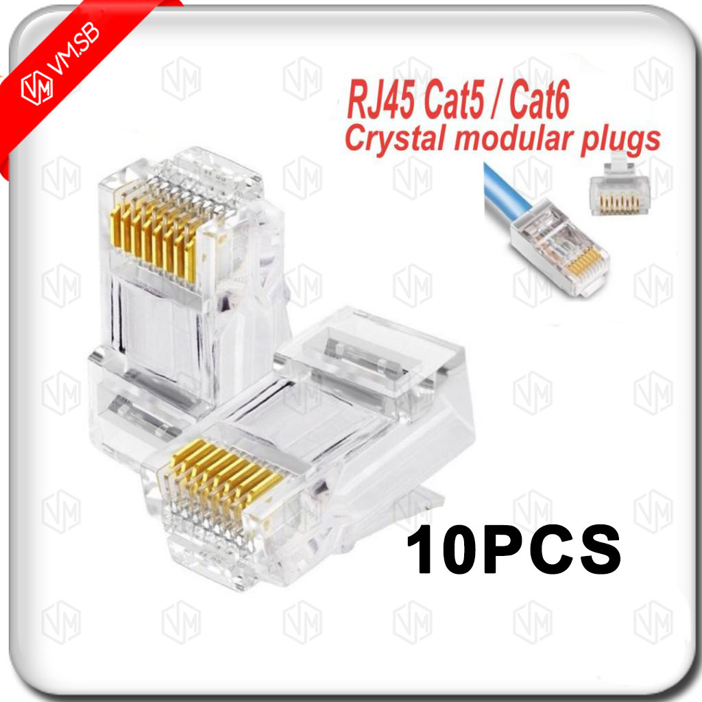 RJ45 8P8C 8 Pin Cat6 Crystal Plug Connector LAN Network Internet Cable ...